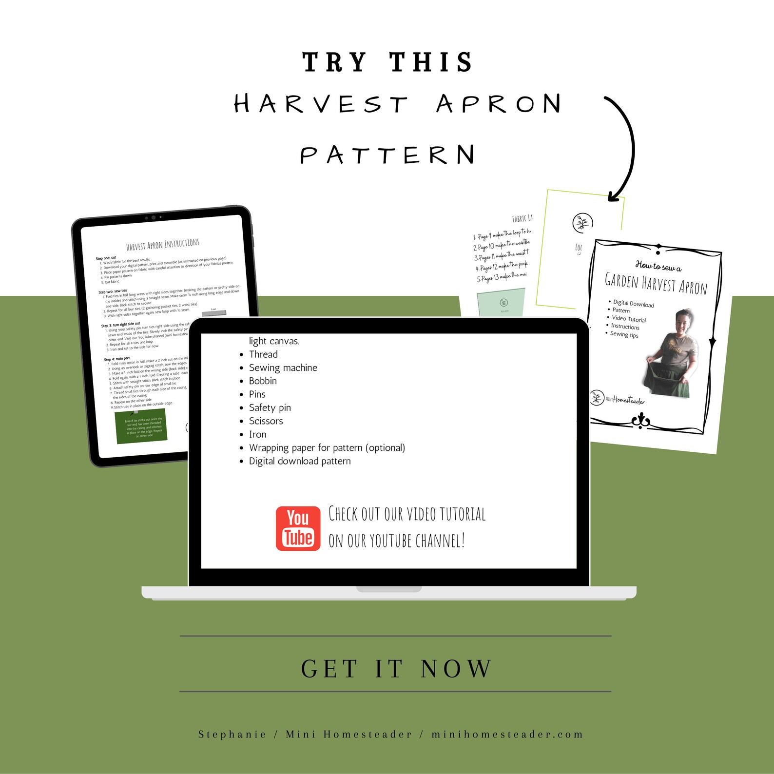 Gathering Apron Sewing Pattern L Digital PDF Download L | Etsy