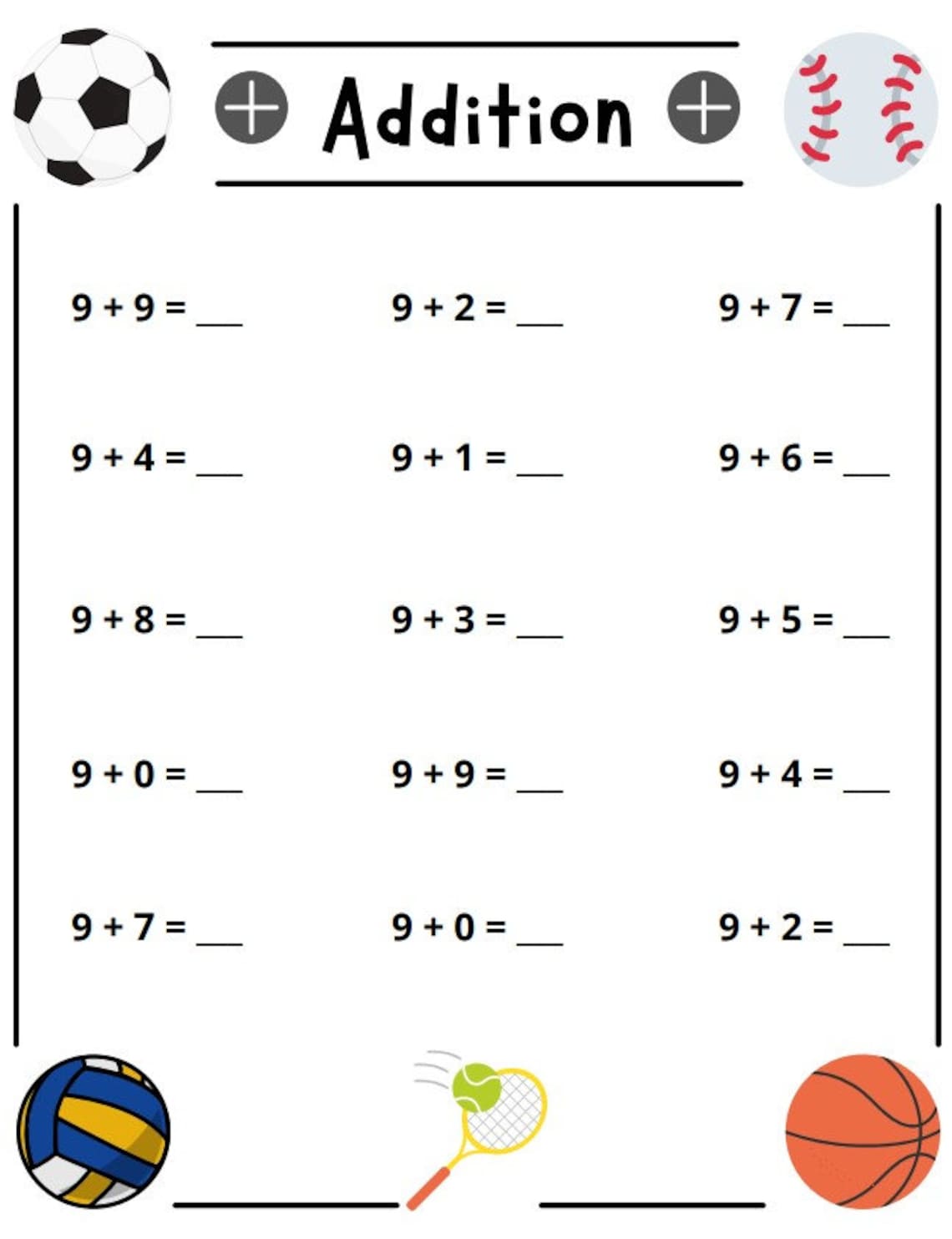 10 Printable Addition Worksheets. Numbers 1-10. Pre-school ...