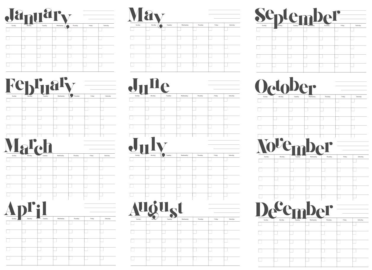 Printable Digital Download Blank Calendar - Etsy
