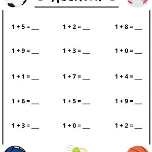 10 Printable Addition Worksheets. Numbers 1-10. Pre-school ...