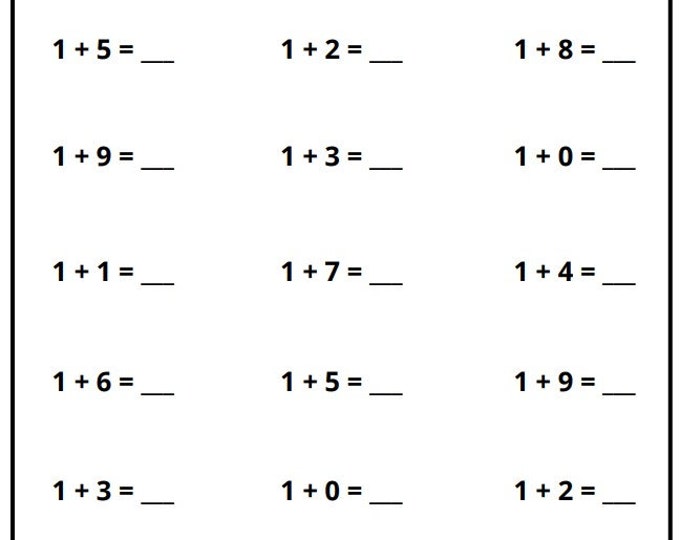 10 Printable Addition Worksheets. Numbers 1-10. Pre-school - Etsy