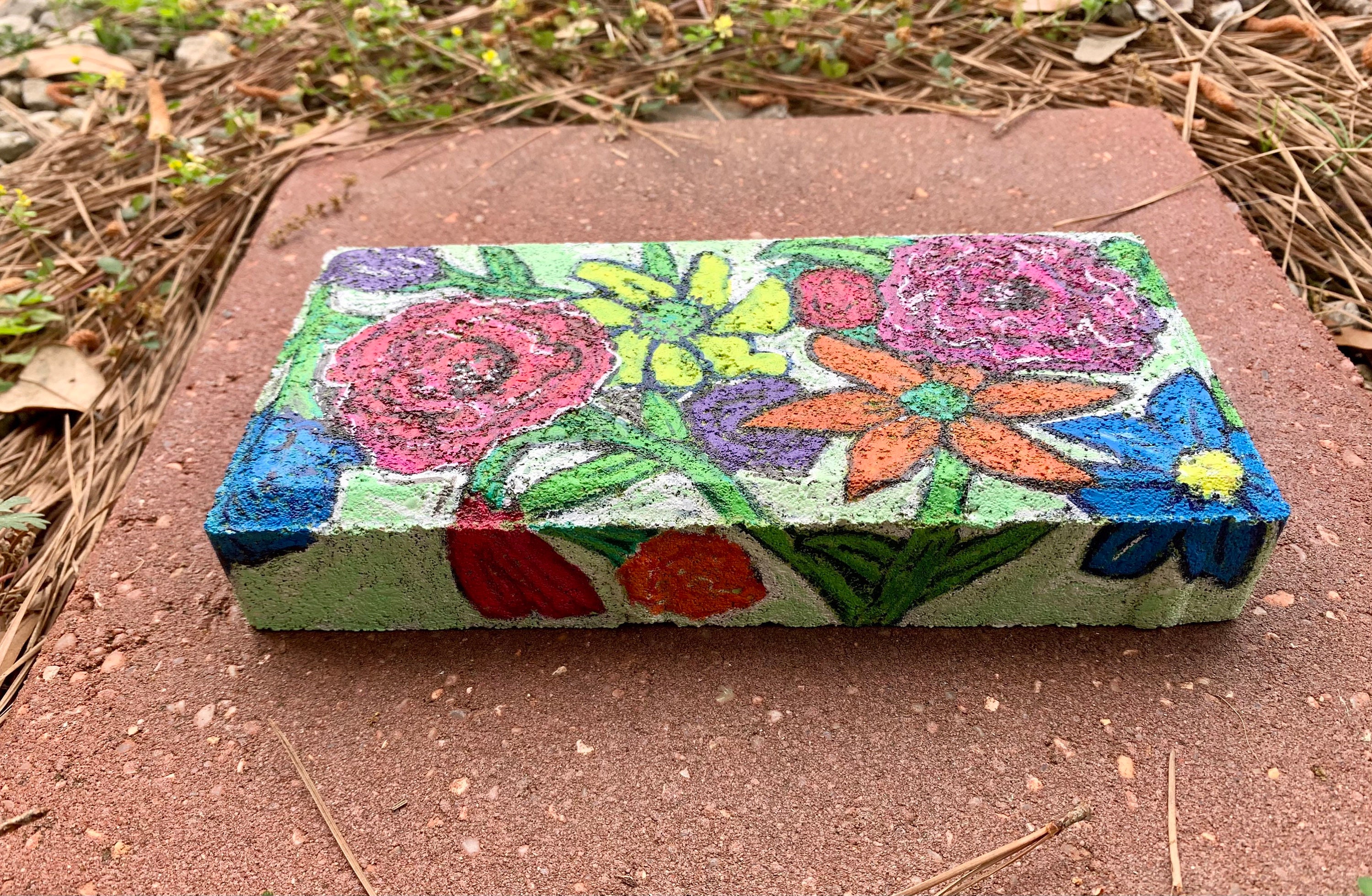 Hand-painted Garden Brick Paver Adds the Perfect Touch of Color to Your ...