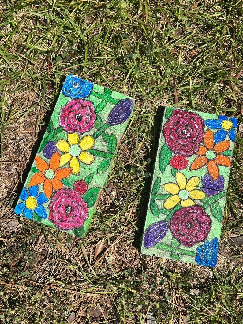 Hand-painted Garden Brick Paver Adds the Perfect Touch of Color to Your ...