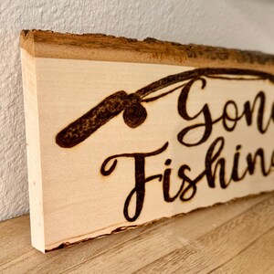 Rustic 'gone Fishing' Wood Sign: Engraved Wall Decor - Etsy