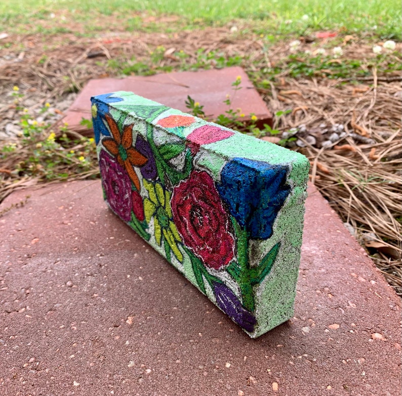 Hand-painted Garden Brick Paver Adds the Perfect Touch of Color to Your ...