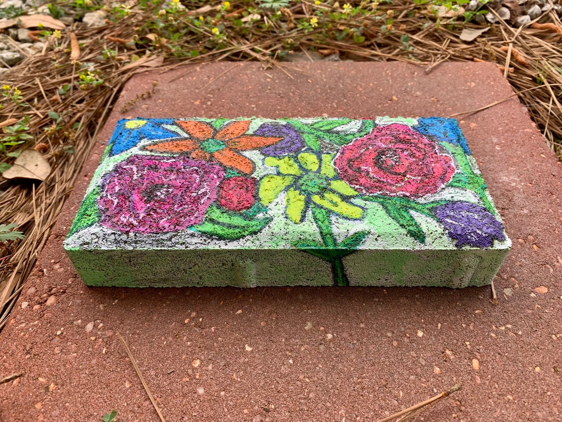 Hand-painted Garden Brick Paver Adds the Perfect Touch of Color to Your ...
