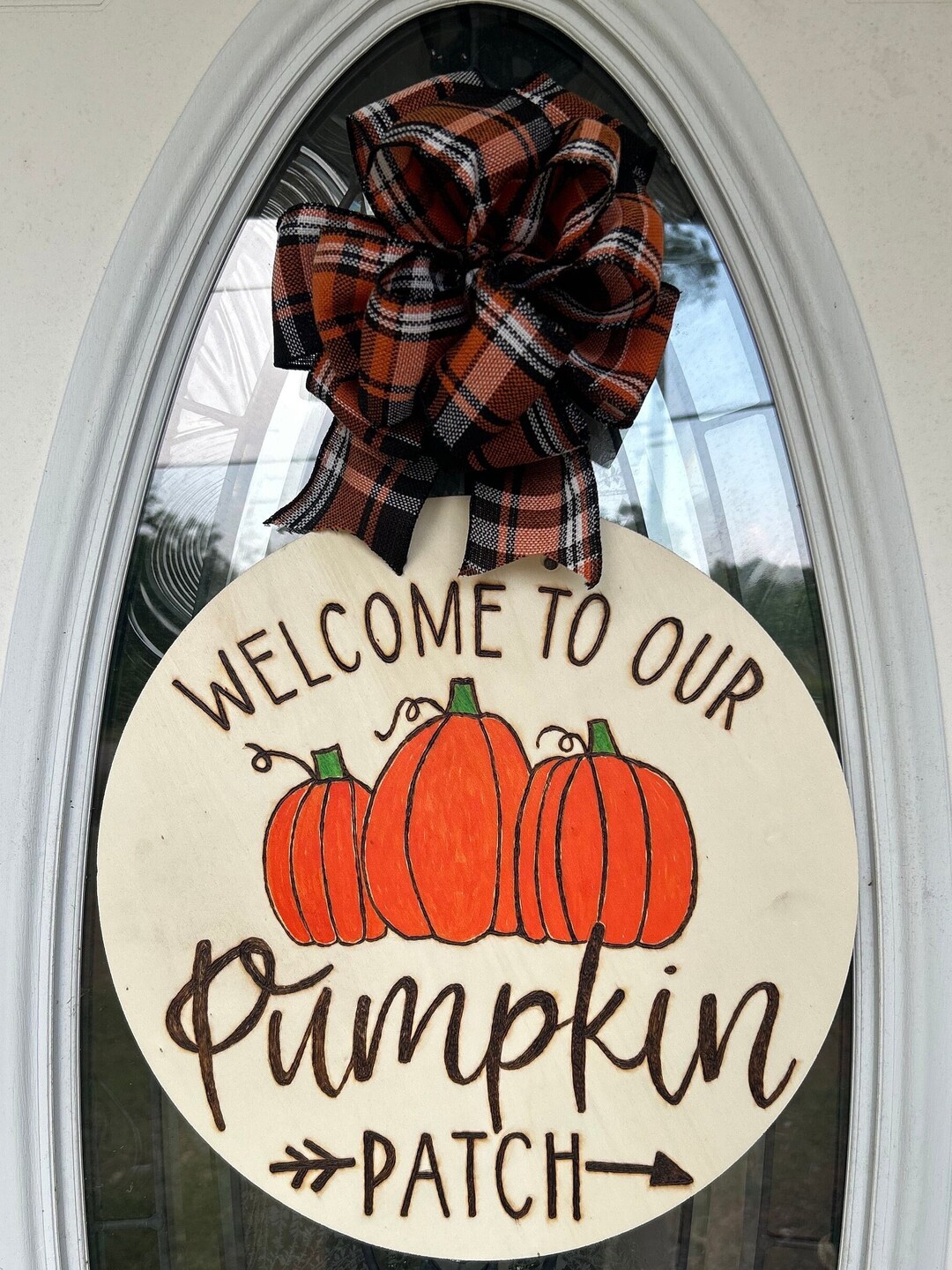Handcrafted Fall-themed Pumpkin Patch Door Hanger Custom Autumn Door ...
