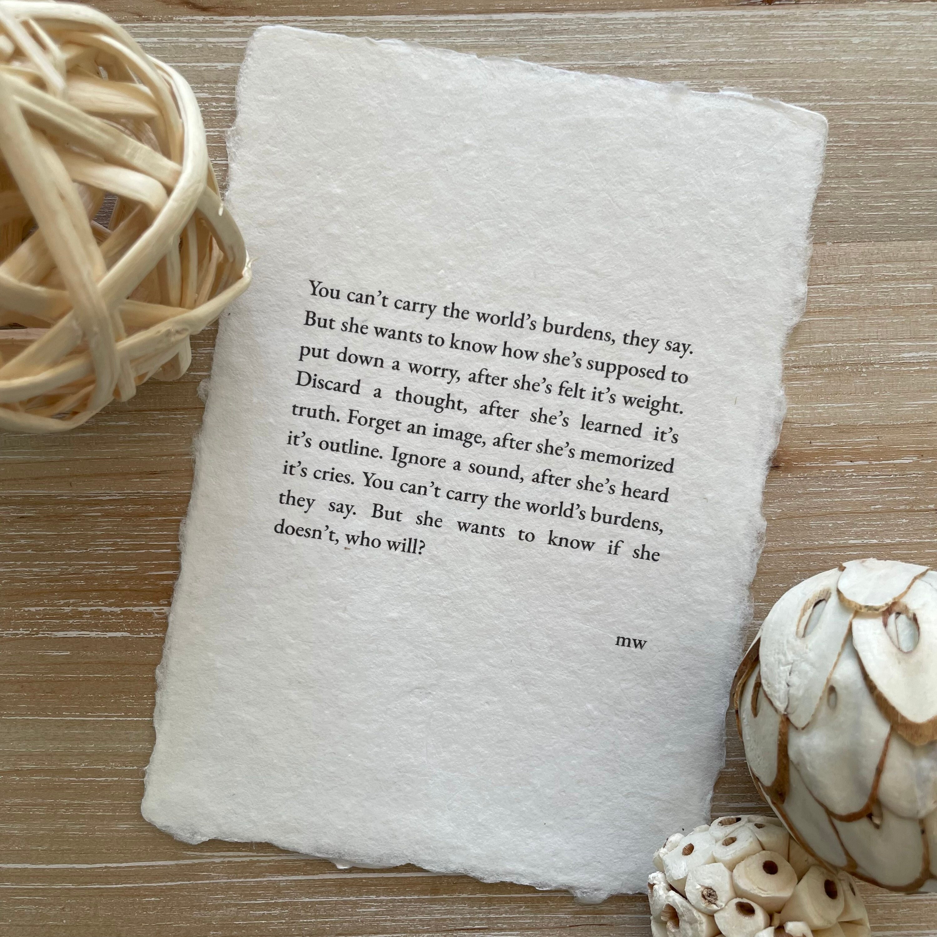 Burden | Motherhood Poem | Empathy Poem| Poetry Print - Etsy