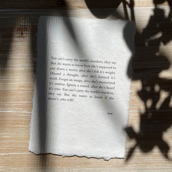 Burden Motherhood Poem Empathy Poem Poetry Print - Etsy