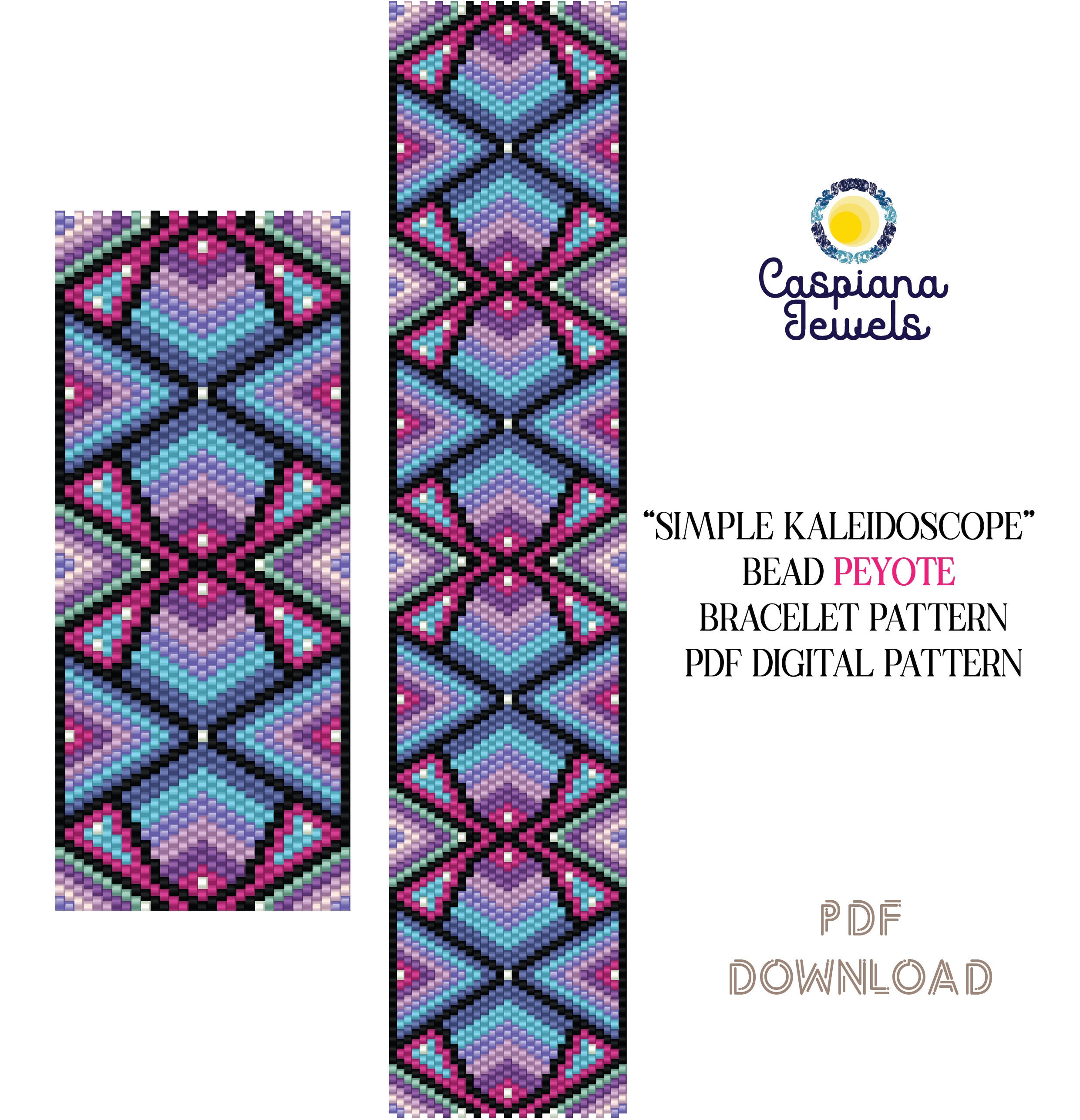 Odd Count Peyote Stitch Bracelet Pattern, Instant PDF Download, Peyote ...