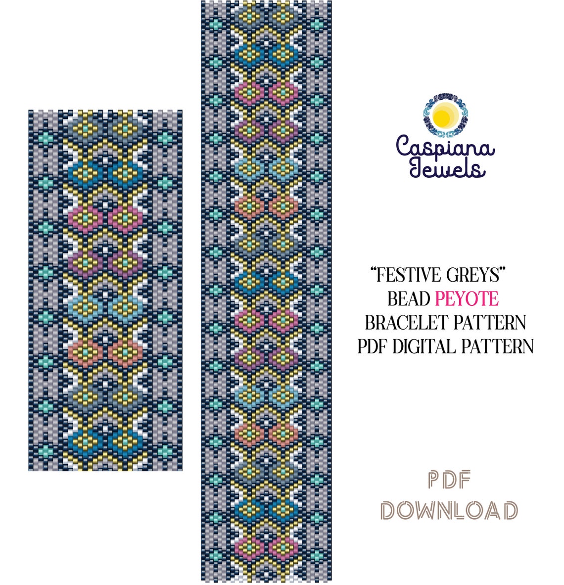 Odd Count Peyote Stitch Bracelet Pattern, Instant PDF Download, Peyote ...