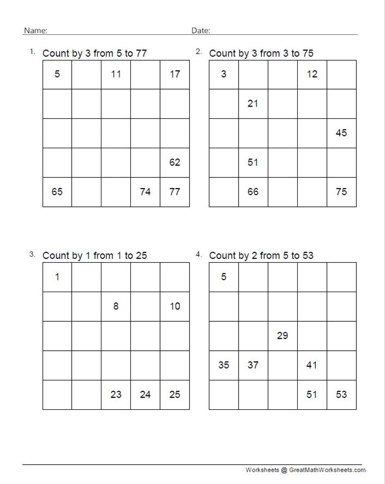 2nd Grade Worksheets Counting by Numbers Tables - Etsy