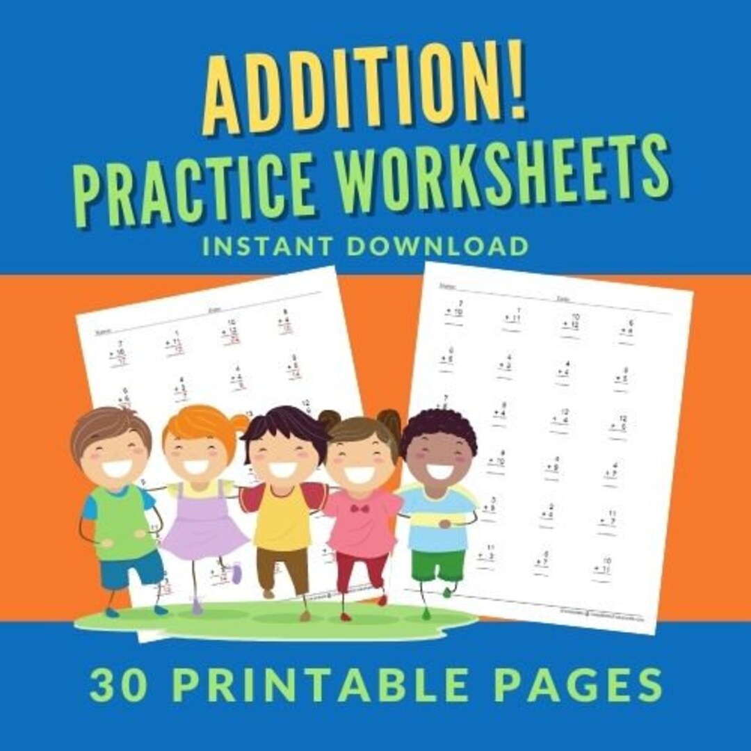 30 Addition Math Practice Worksheets With Numbers 3 - 12 - Etsy