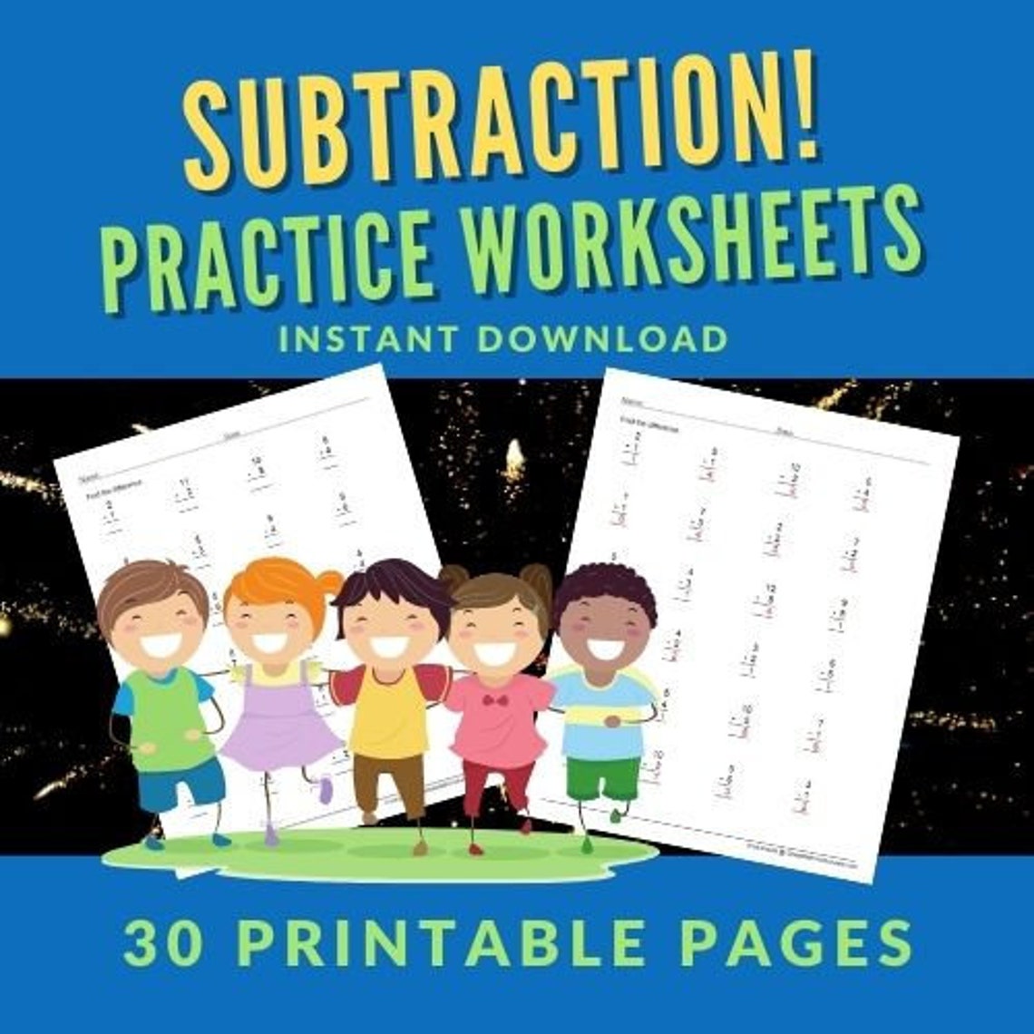 30 Subtraction Math Practice Worksheets With Numbers 1 12 | Etsy