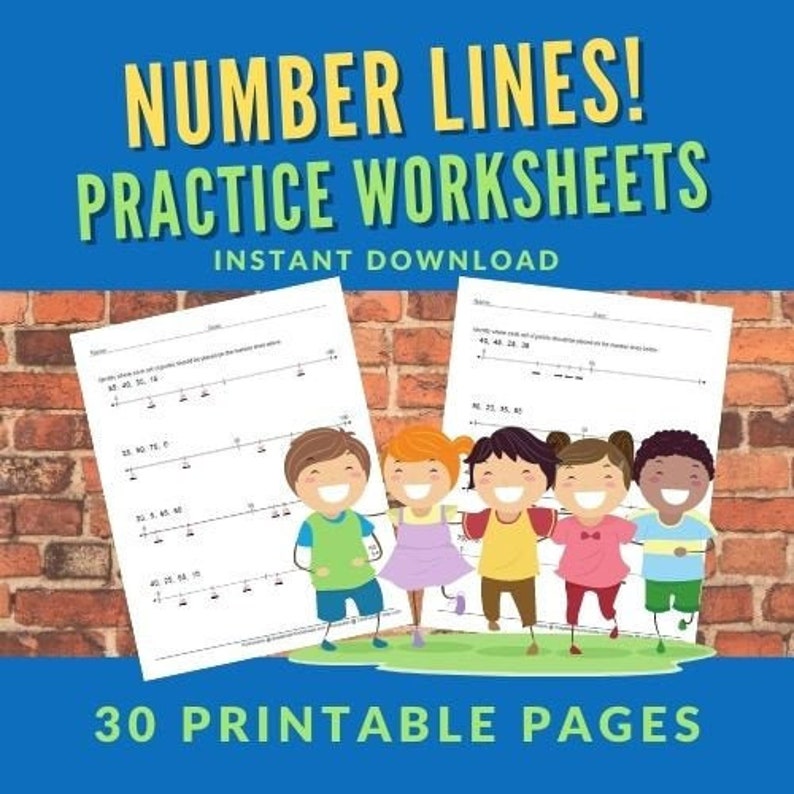 30 Printable Number Line Math Practice Worksheets - Etsy