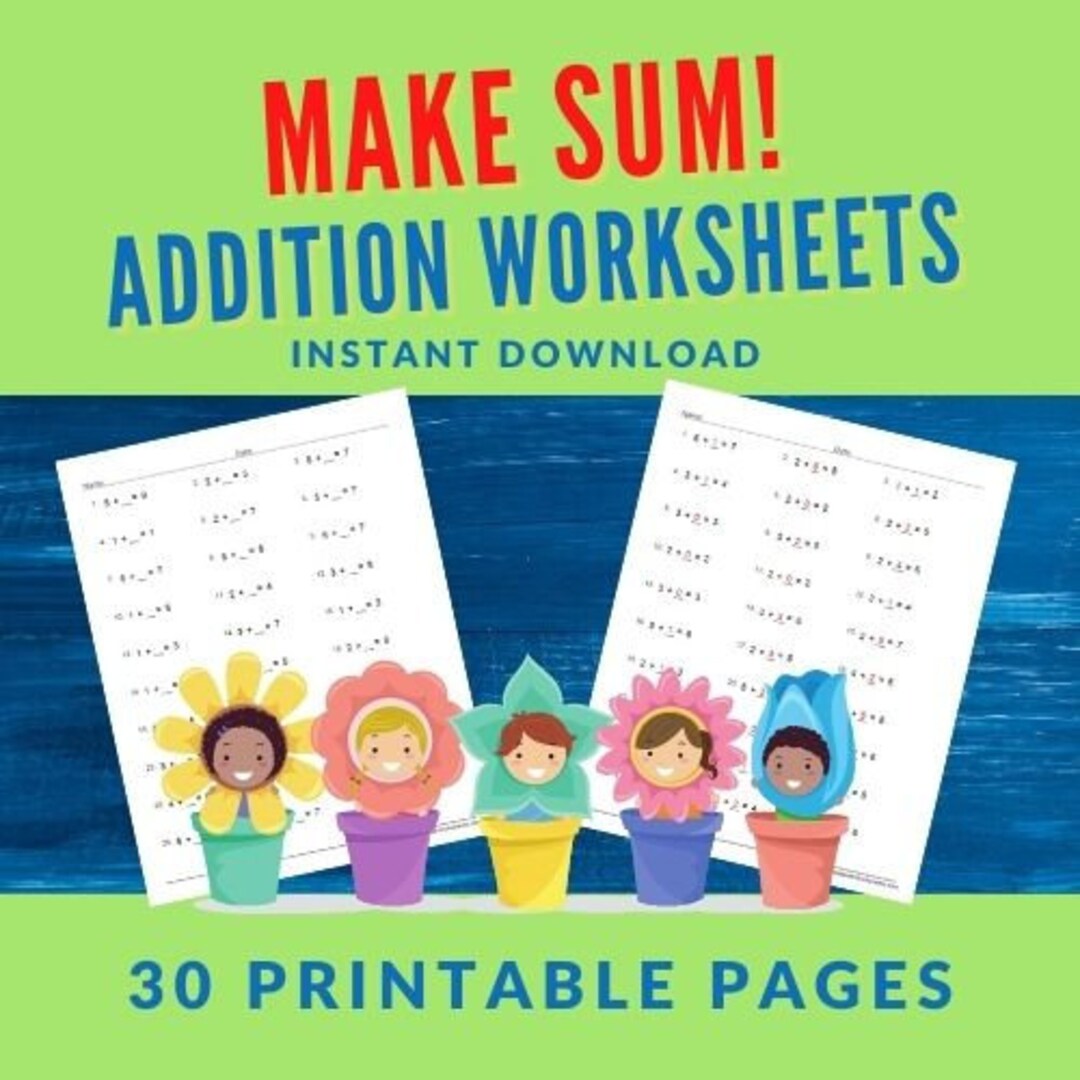 30 Make Sum Addition Math Practice Worksheets Using Problem Solving - Etsy