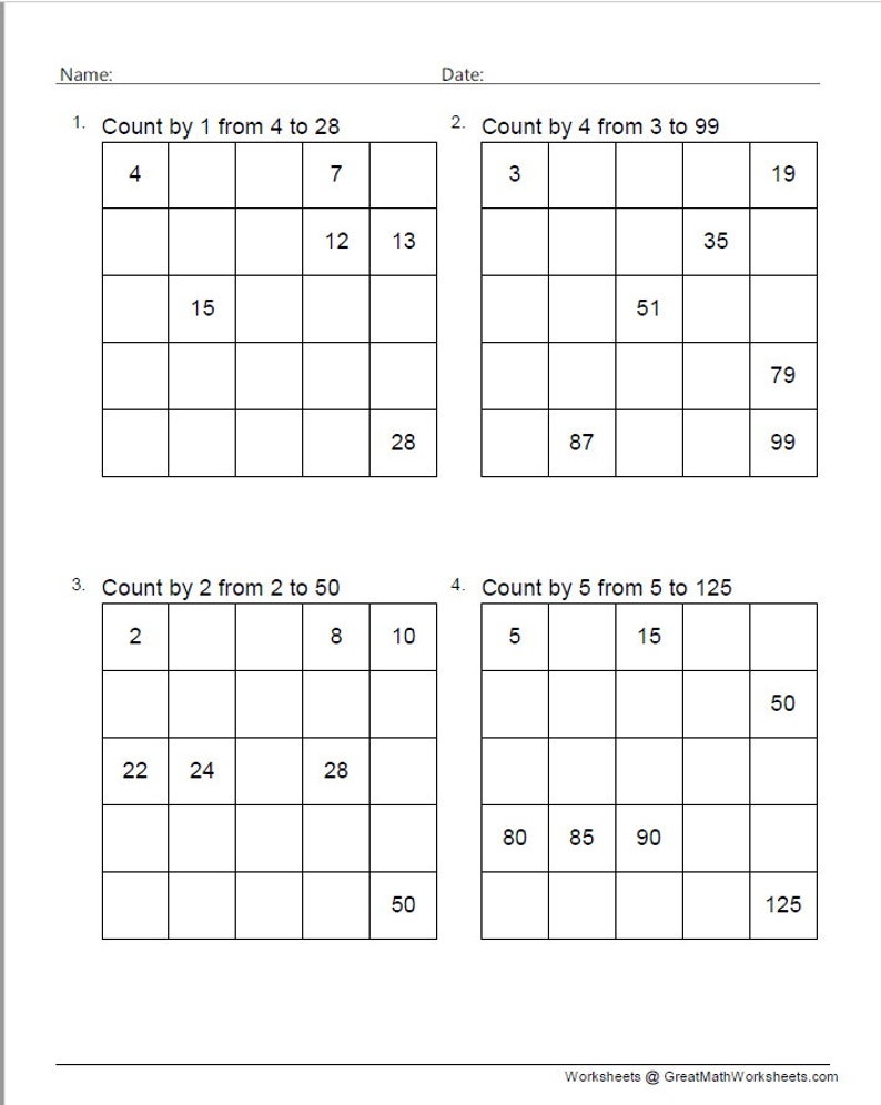 2nd Grade Worksheets Counting by Numbers Tables - Etsy