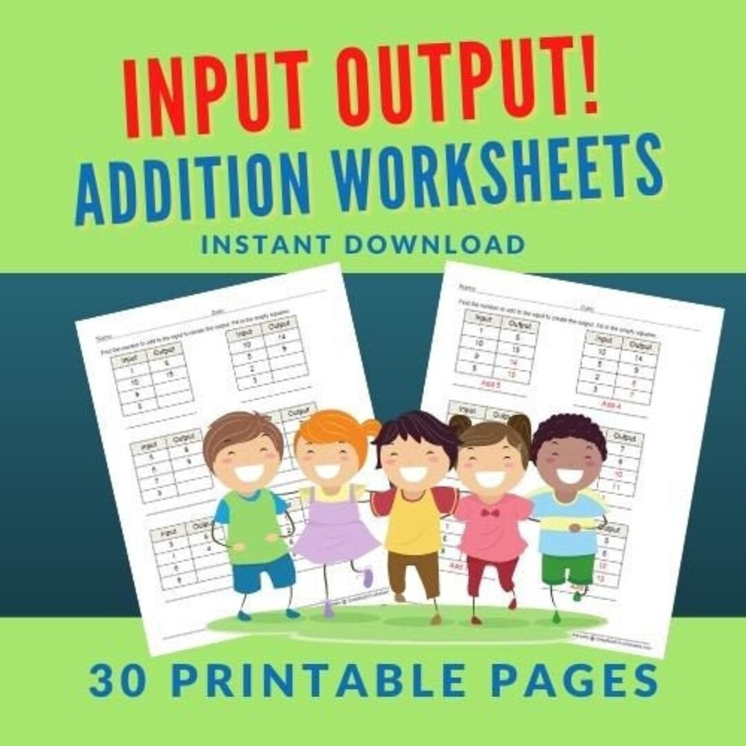 30 Addition Math Practice Worksheets Using Inputs and Outputs - Etsy