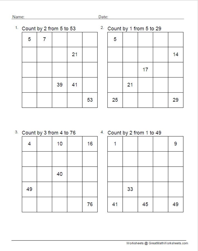 2nd Grade Worksheets Counting by Numbers Tables - Etsy