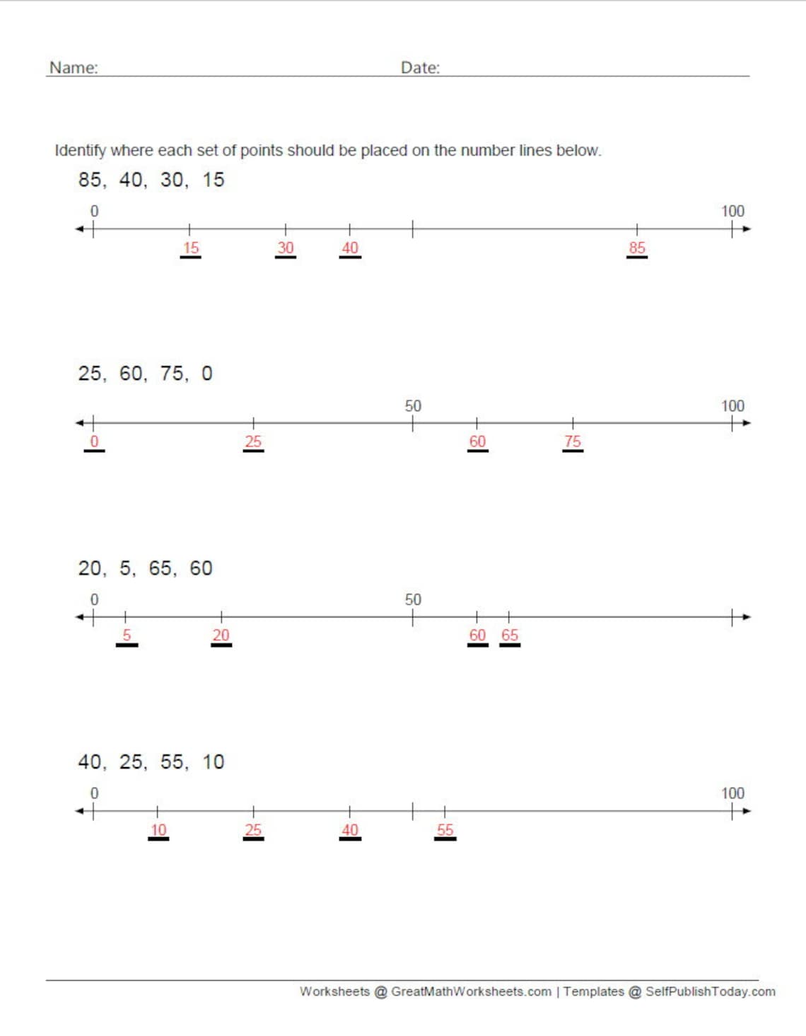 30 Printable Number Line Math Practice Worksheets - Etsy