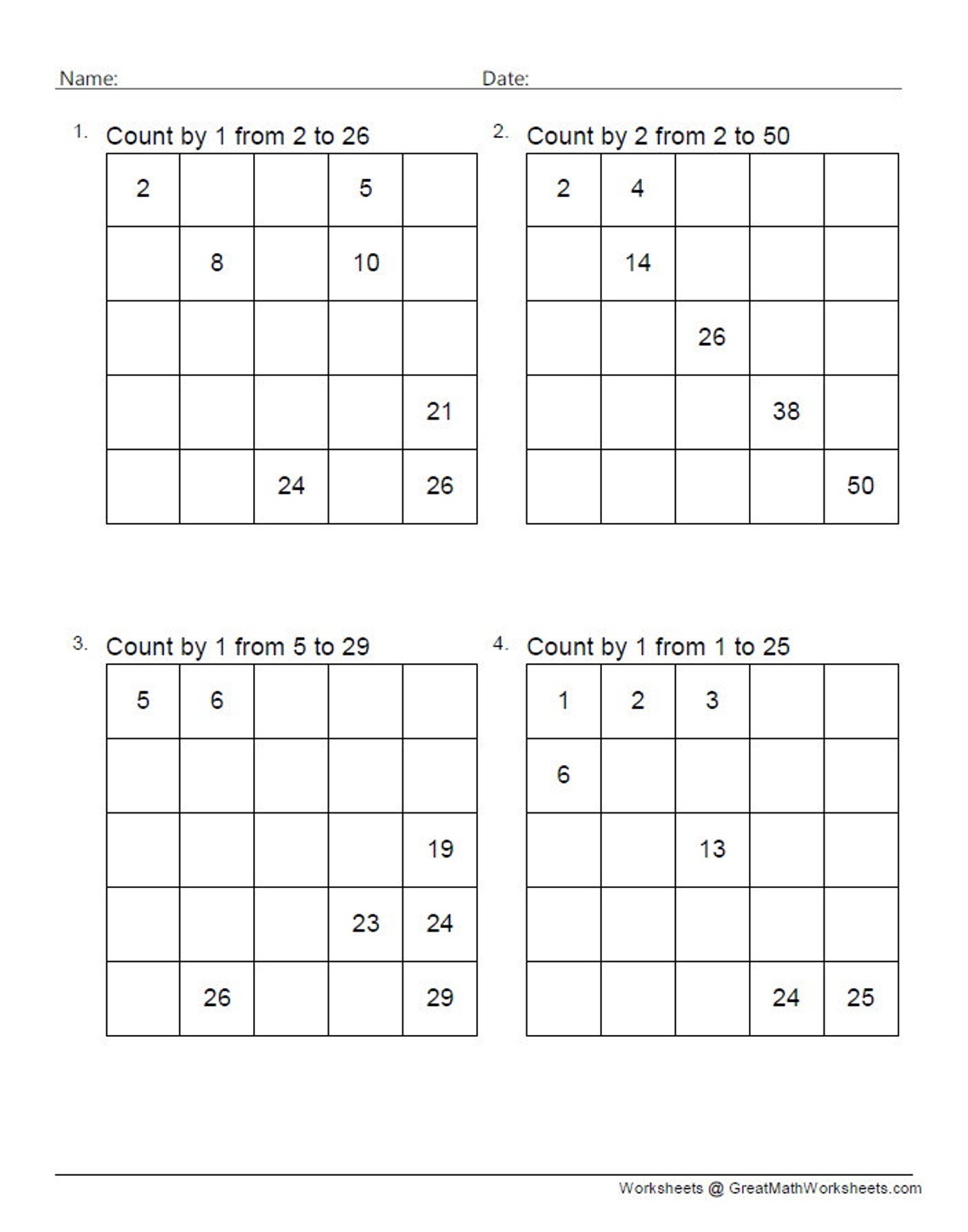 2nd Grade Worksheets Counting by Numbers Tables - Etsy