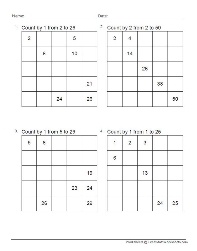 2nd Grade Worksheets Counting by Numbers Tables - Etsy