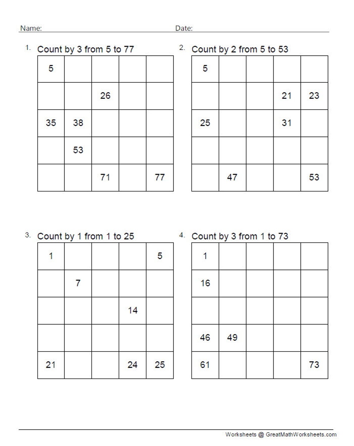2nd Grade Worksheets Counting by Numbers Tables - Etsy