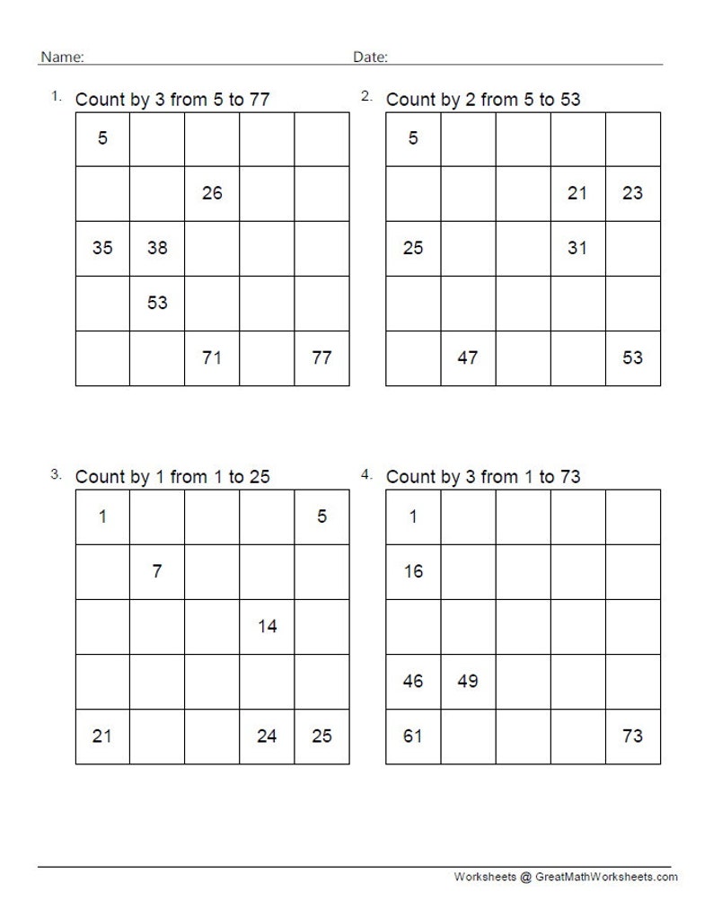 2nd Grade Worksheets Counting by Numbers Tables - Etsy