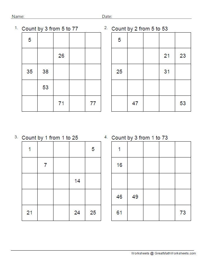 2nd Grade Worksheets Counting by Numbers Tables - Etsy