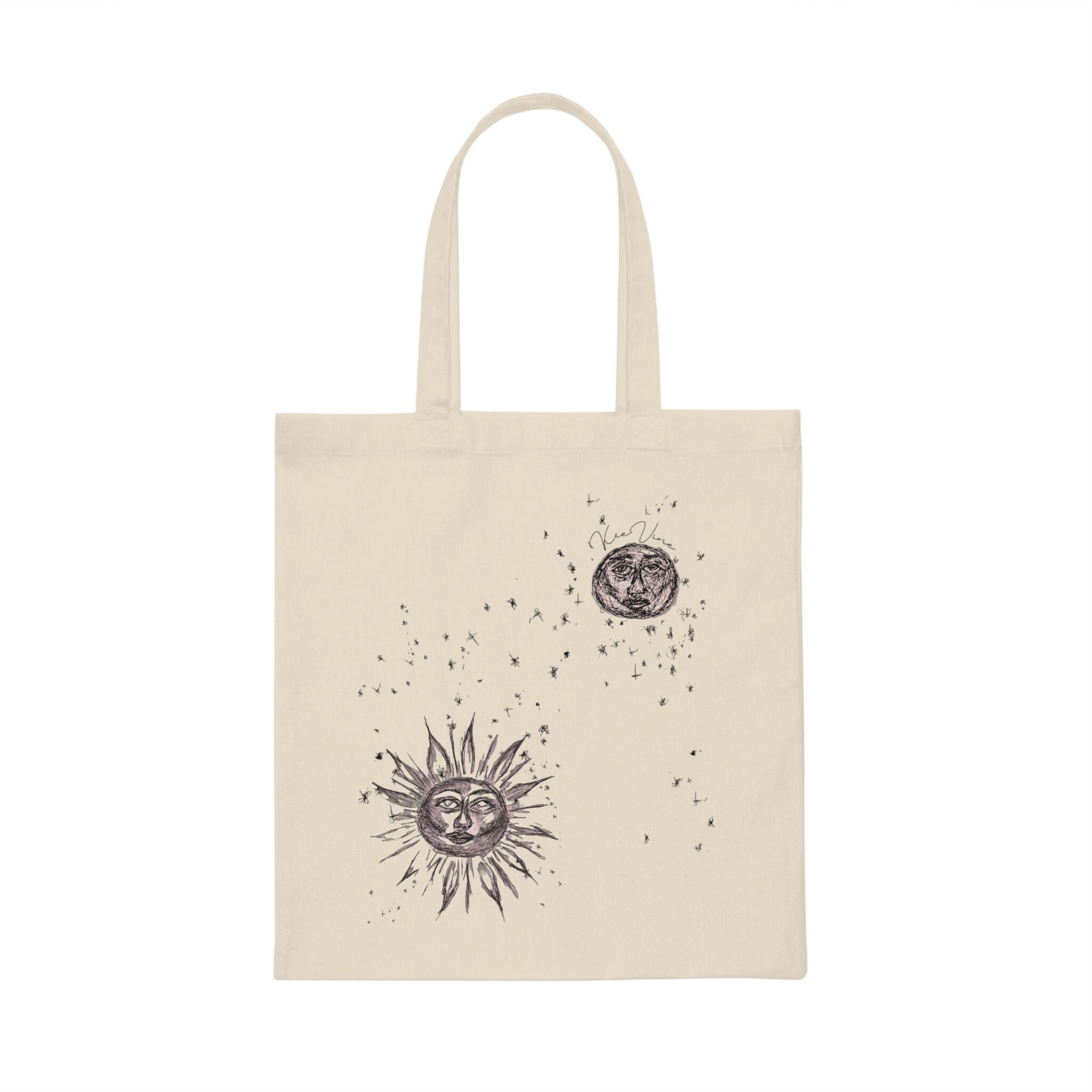 Sun, Moon, and Stars Tote Bag, Night Sky Line Design, Sketch Shopping ...