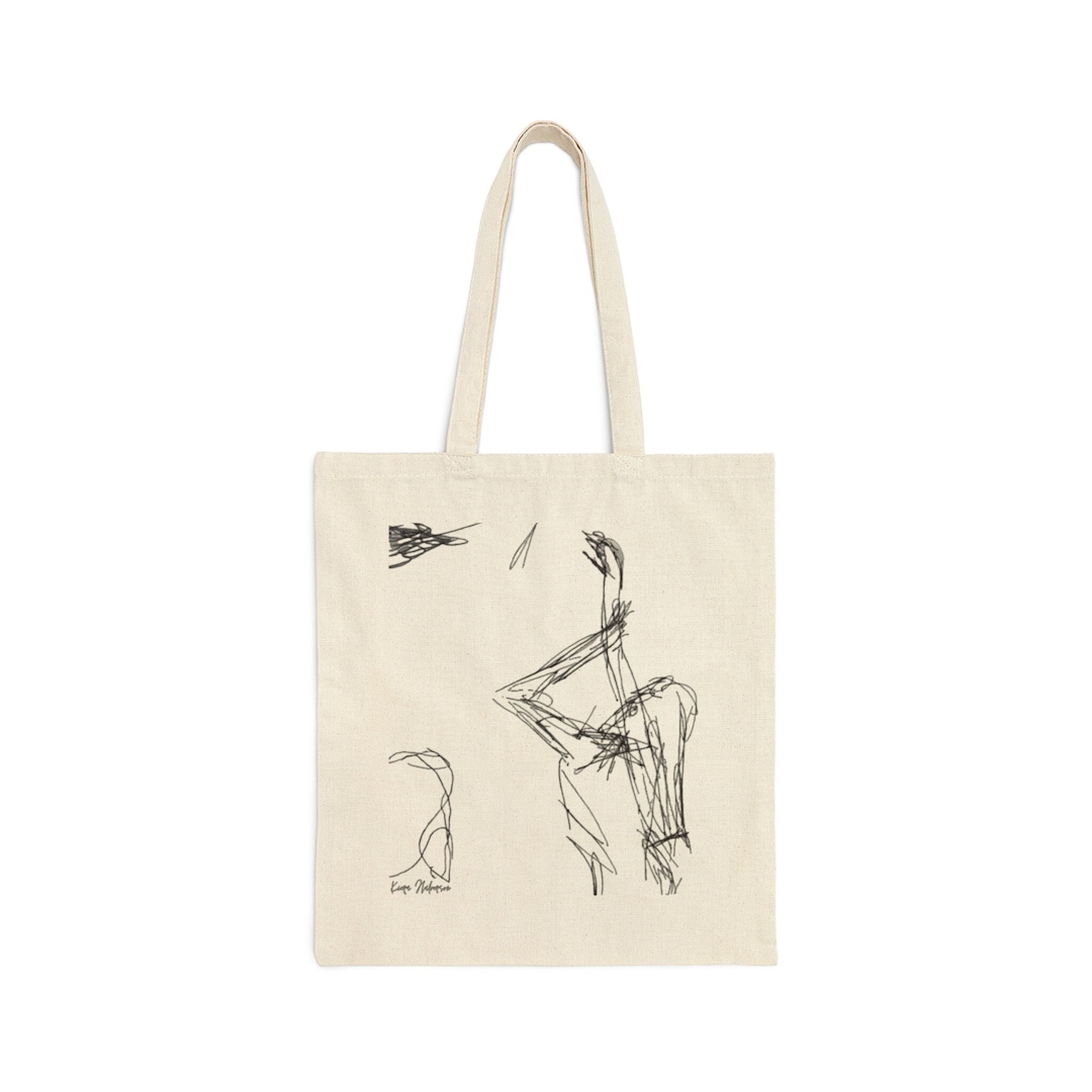 Girl Abstract Art Tote Bag, Line Design, Sketch Shopping Tote Bag ...