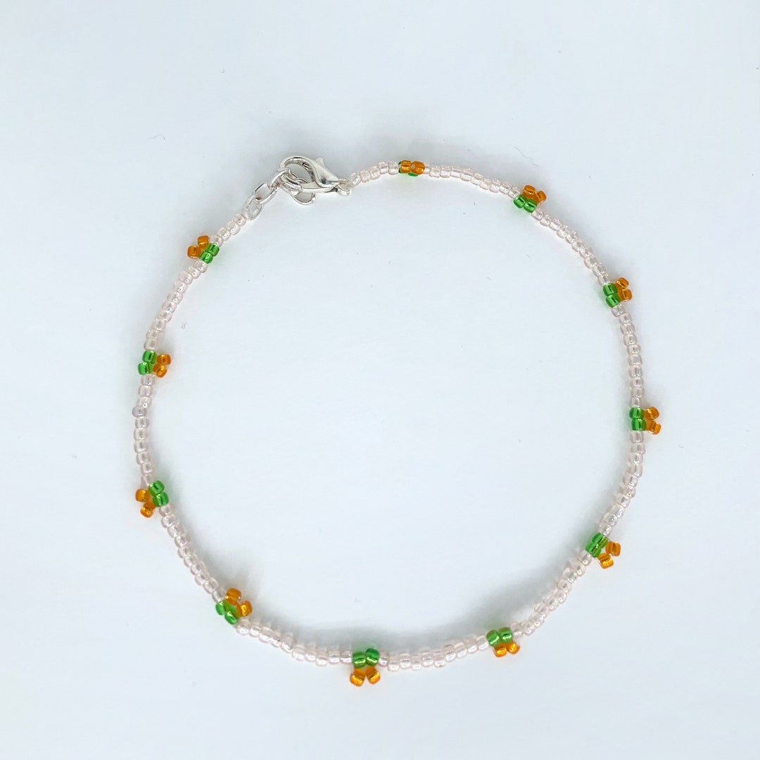 Orange Fruit Anklet, Orange Seed Bead Anklet, Dainty Fruit Jewelry ...