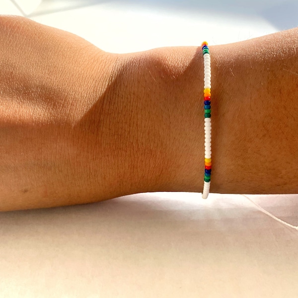 Rainbow Bead Bracelet - Etsy