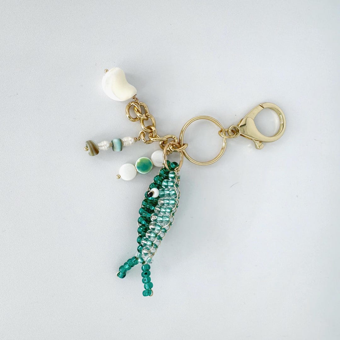 Beaded Fish Bag Charm Keychain, Ocean Inspired Bag Charm, Beachy Beaded ...