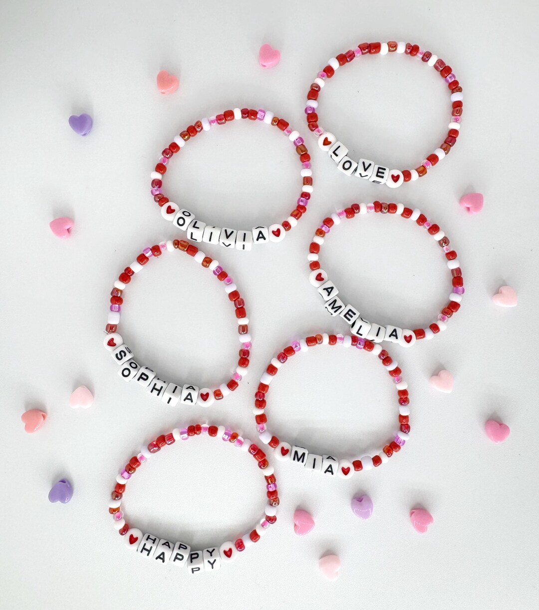 Custom Valentines Day Friendship Bracelets, Personalized Kids ...