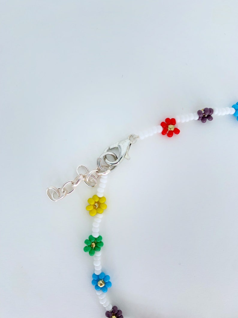 Rainbow Beaded Anklet Rainbow Daisy Anklet Rainbow Flower - Etsy