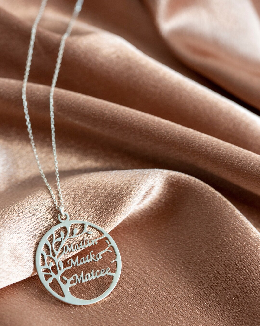 Family Tree Name Necklace Tree of Life Name Necklace - Etsy