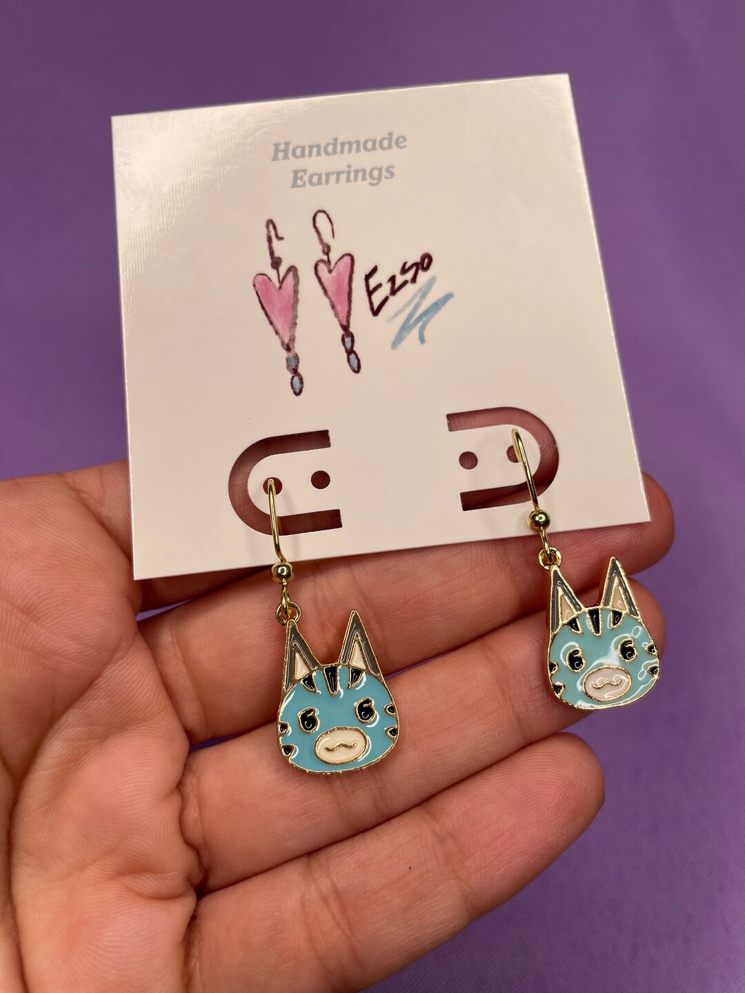 Blue Cat Cartoon Earrings/ Anime Earrings/ Cartoons / Fun Earrings ...