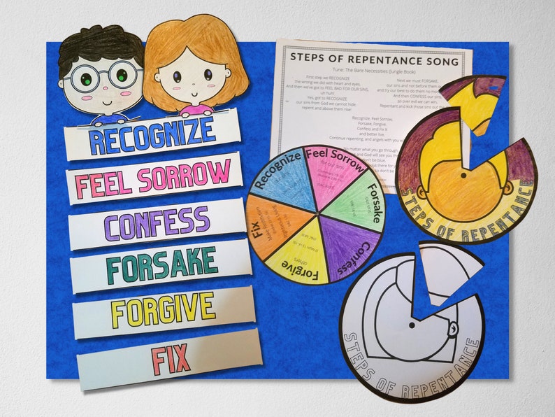 Steps of Repentance Kids Bundle: Spinner Wheel, Strips, Repentance Song ...