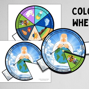 THE CREATION Genesis Scripture Story Wheels Color + B&W | Kid Bible ...