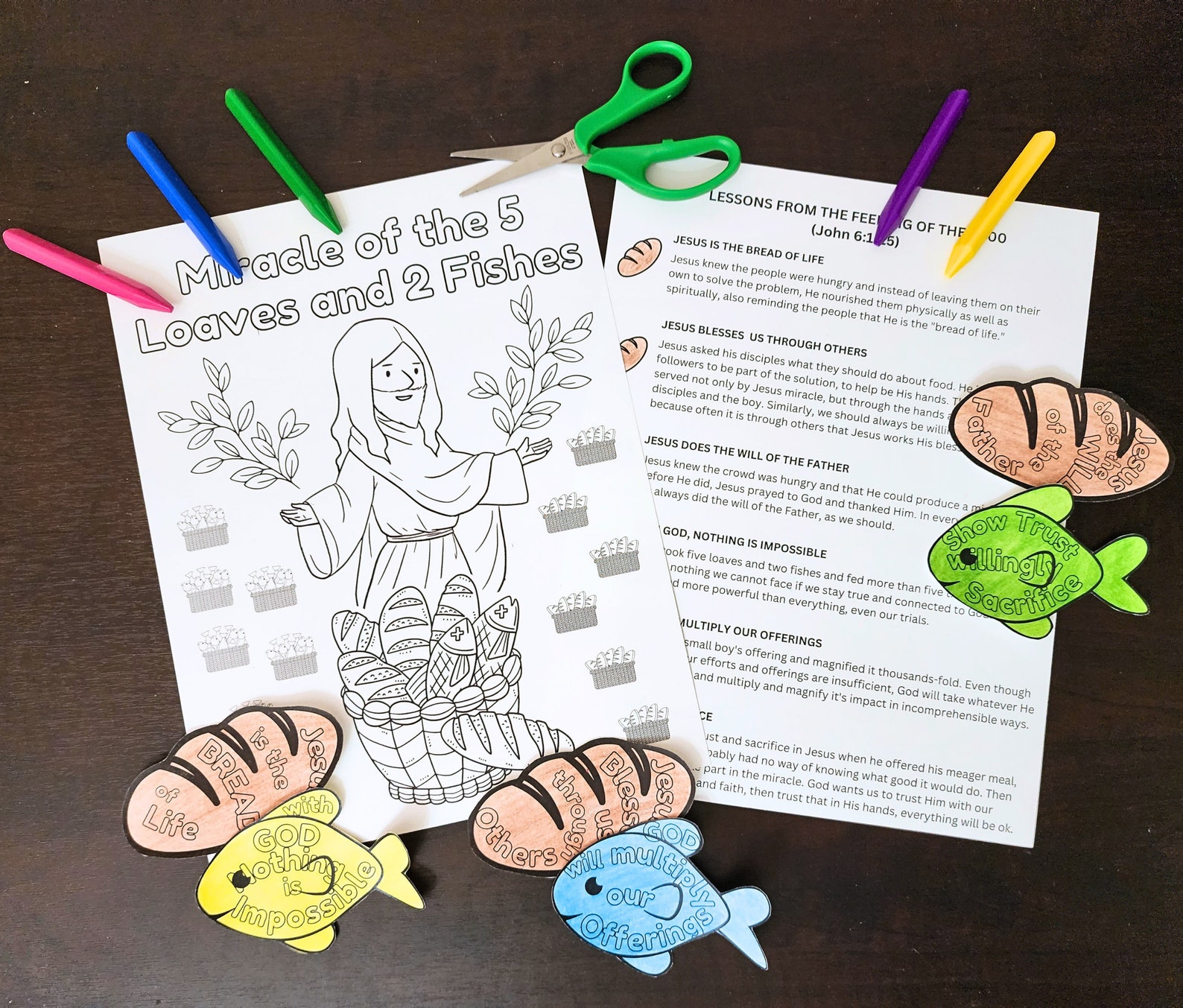 Jesus Feeds the 5000 Miracle of Loaves and Fishes Kids Bible Craft ...