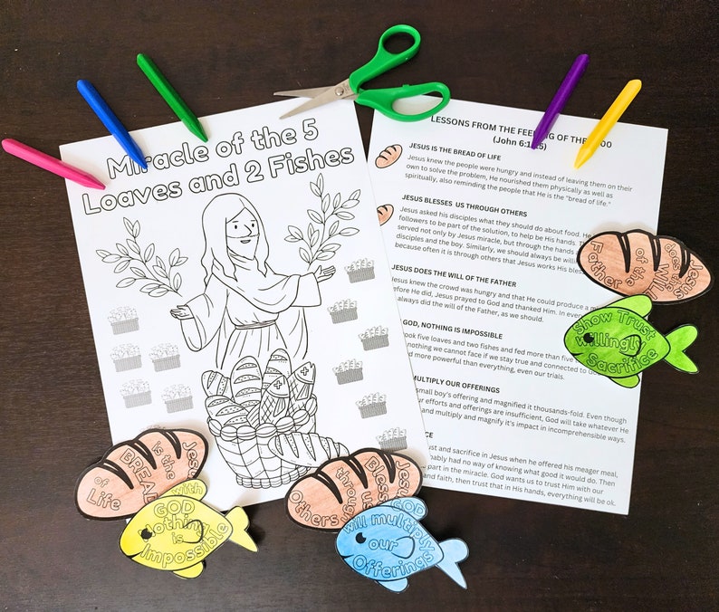 Jesus Feeds the 5000 Miracle of Loaves and Fishes Kids Bible Craft ...