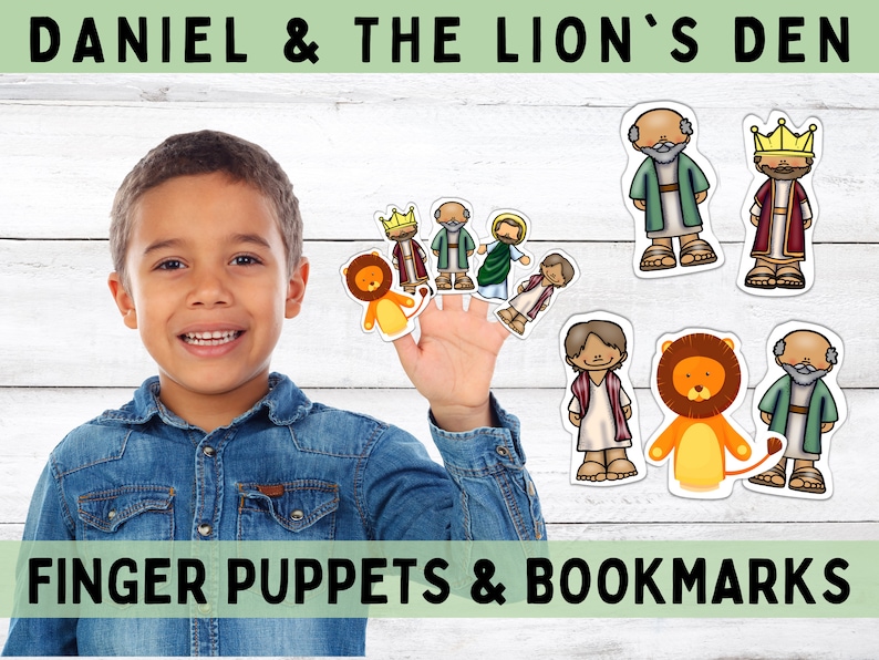 Daniel and the Lions Den Finger Puppets and Bookmark Handout (bible ...
