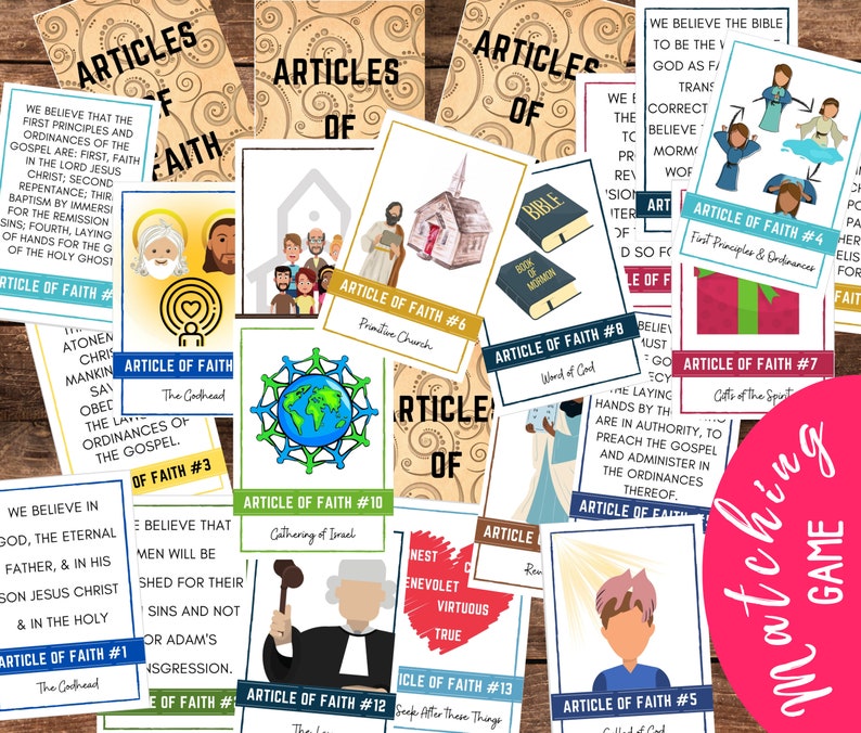 Articles of Faith Flashcards | Matching | Memorization | LDS Primary ...