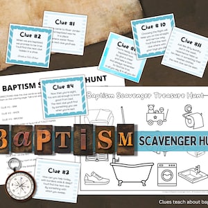 LDS Baptism Scavenger Hunt Indoor - Treasure Hunt Clue Cards - LDS ...
