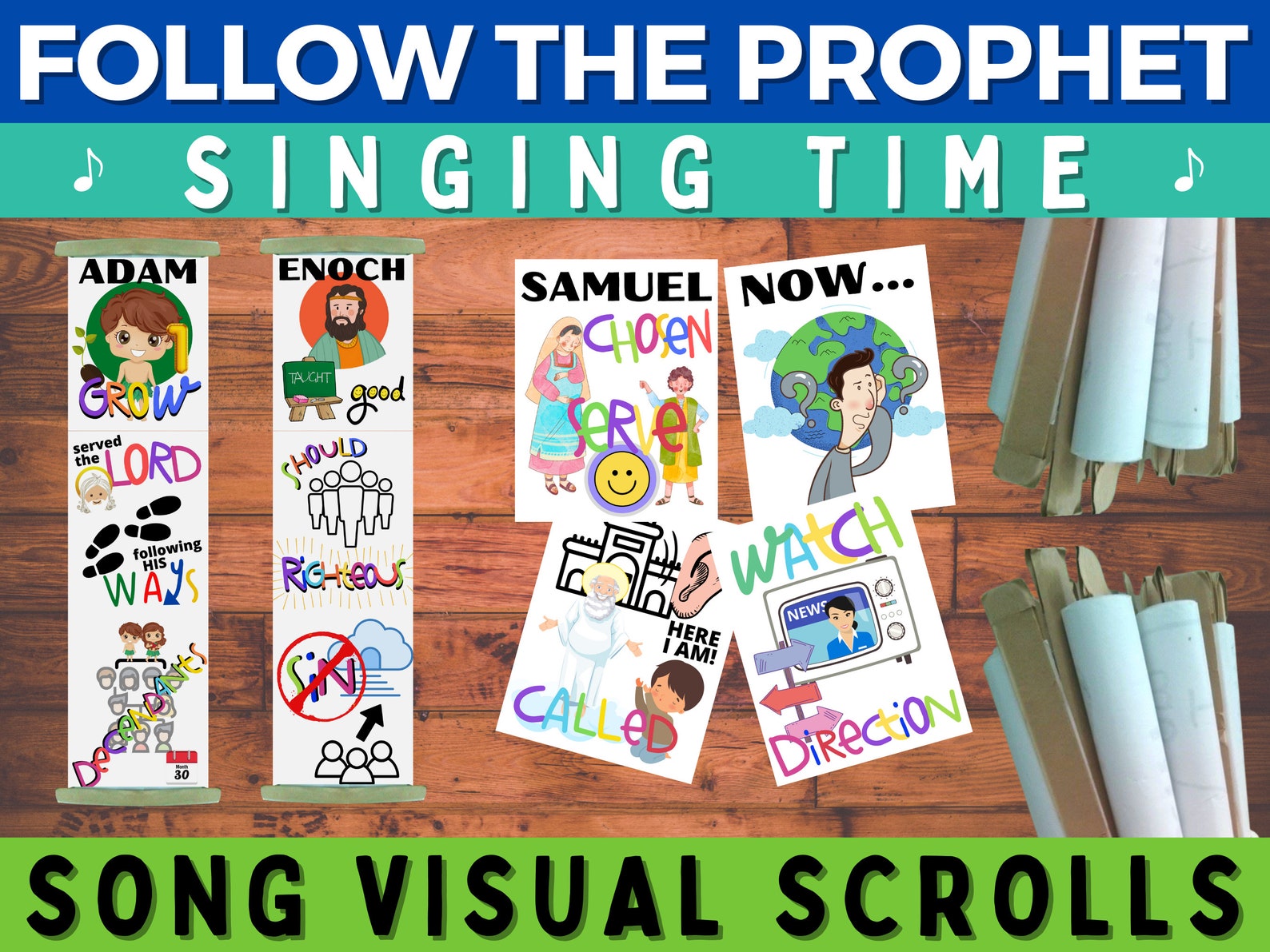 Follow the Prophet Visuals Matching Game lds Primary Song Flipchart ...