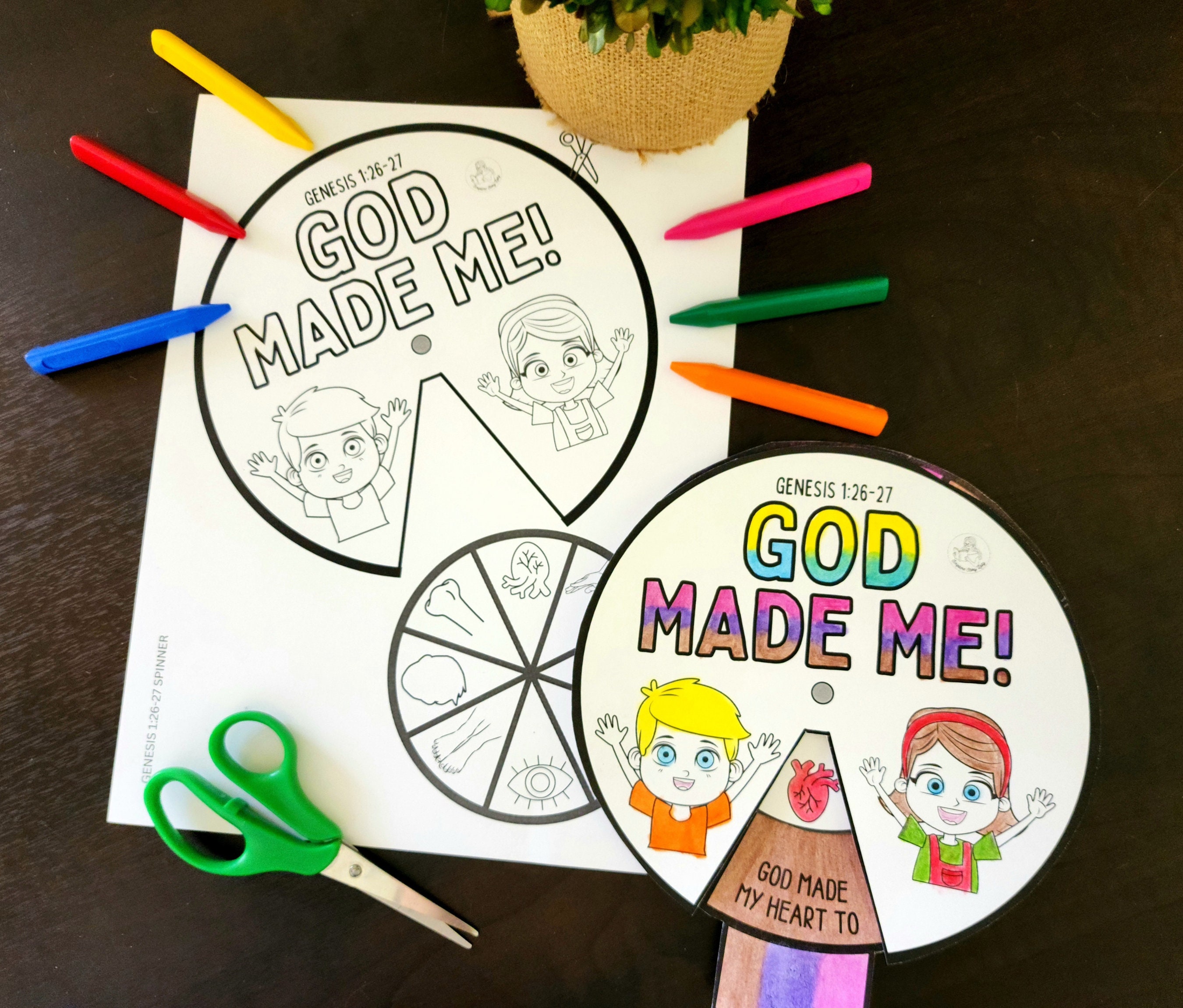 God Made Me Genesis & Psalm Coloring Spinner Wheels, Coloring Pgs ...
