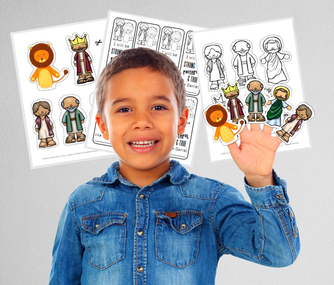 Daniel and the Lions Den Finger Puppets and Bookmark Handout (bible ...