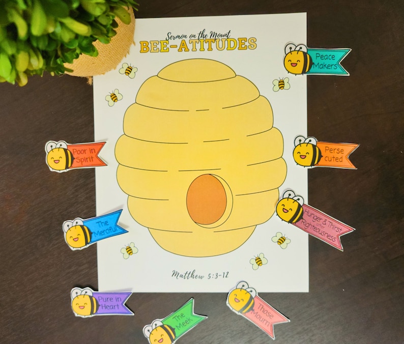 Beatitudes Kids Beehive Craft Activity, Sermon on Mount Matthew 5/luke ...