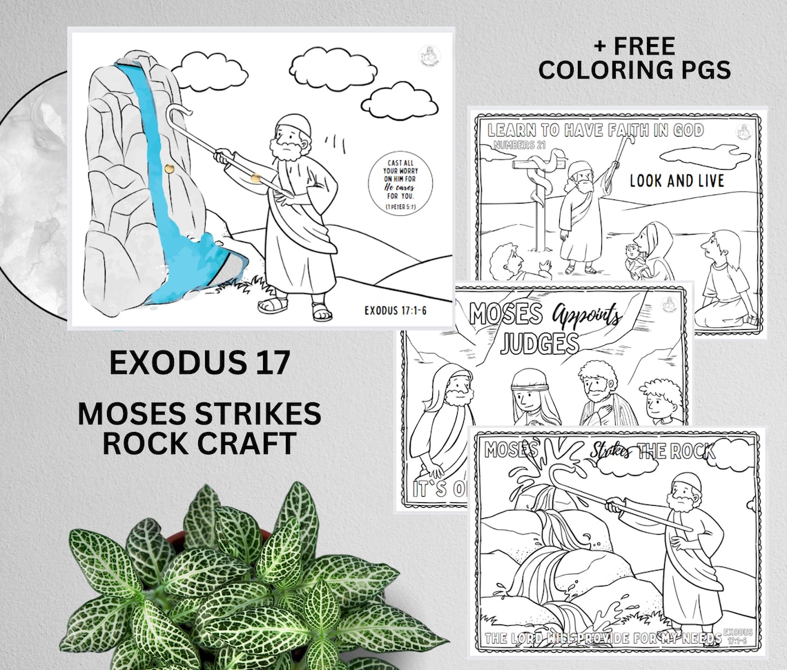 Kids Bible MOSES Printables: Moses Strikes Rock exod. 17 Craft Lessons ...